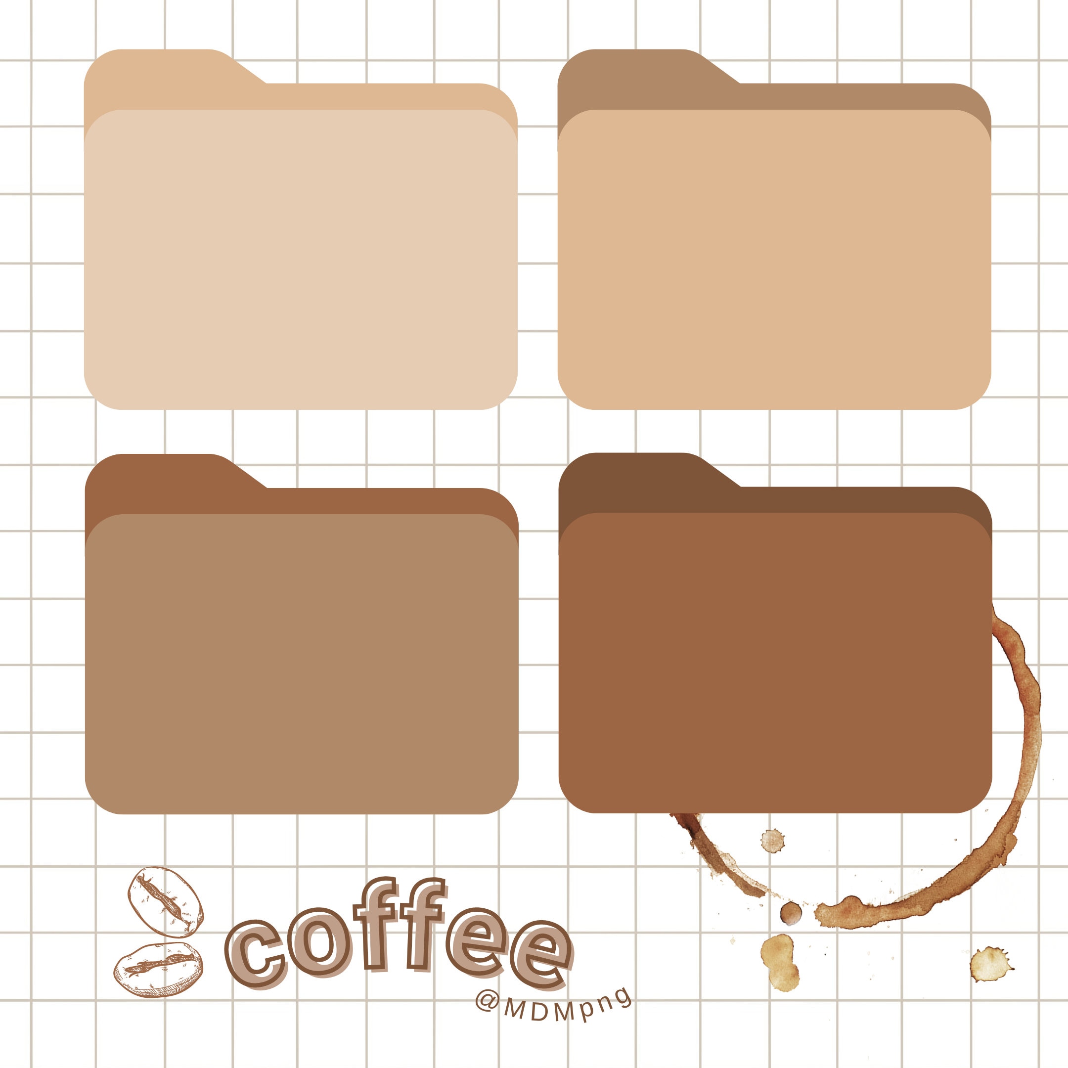 4 Desktop Folder Icons, Coffee/beige/brown Themed - Etsy