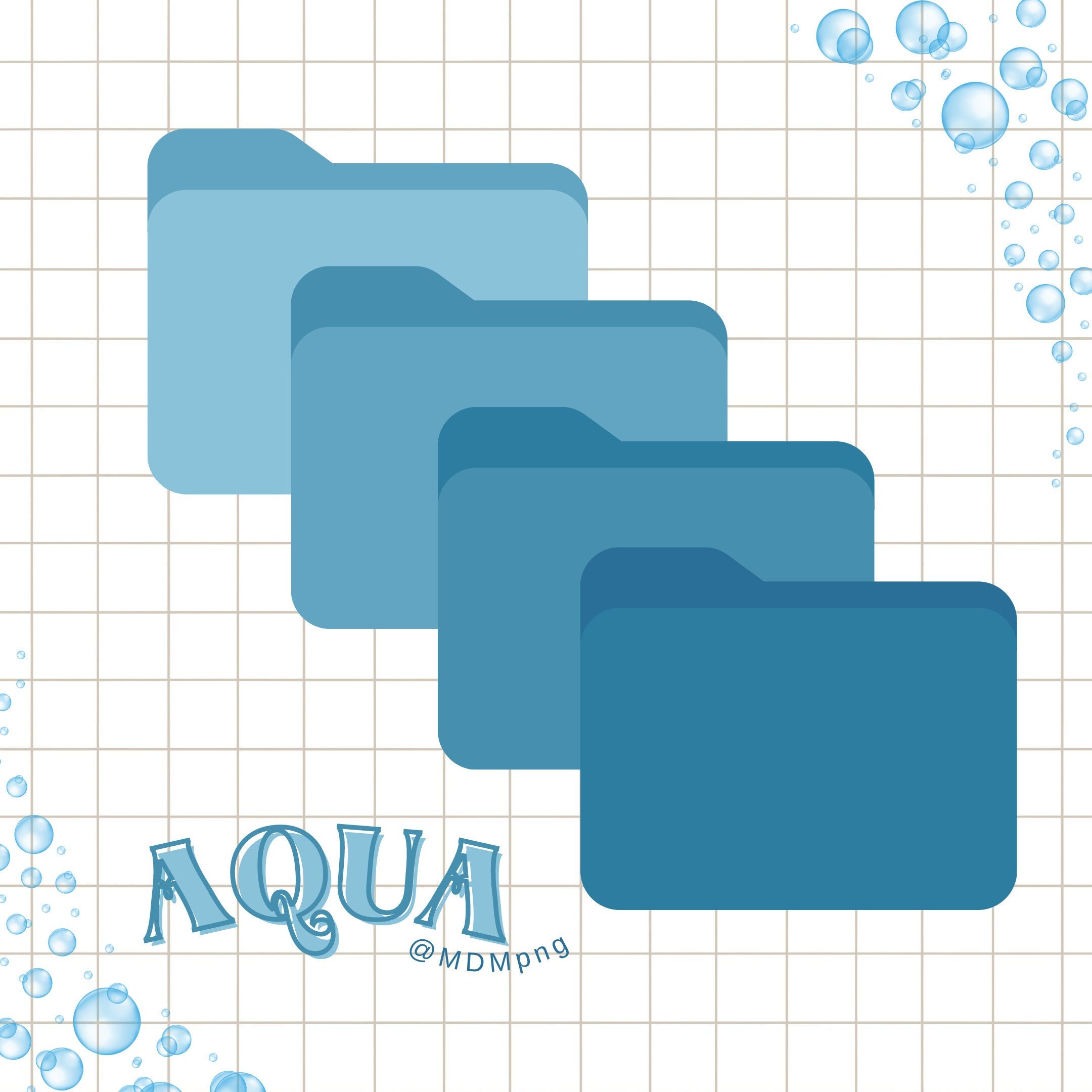 4 Desktop Folder Icons Aqua/blue Themed - Etsy