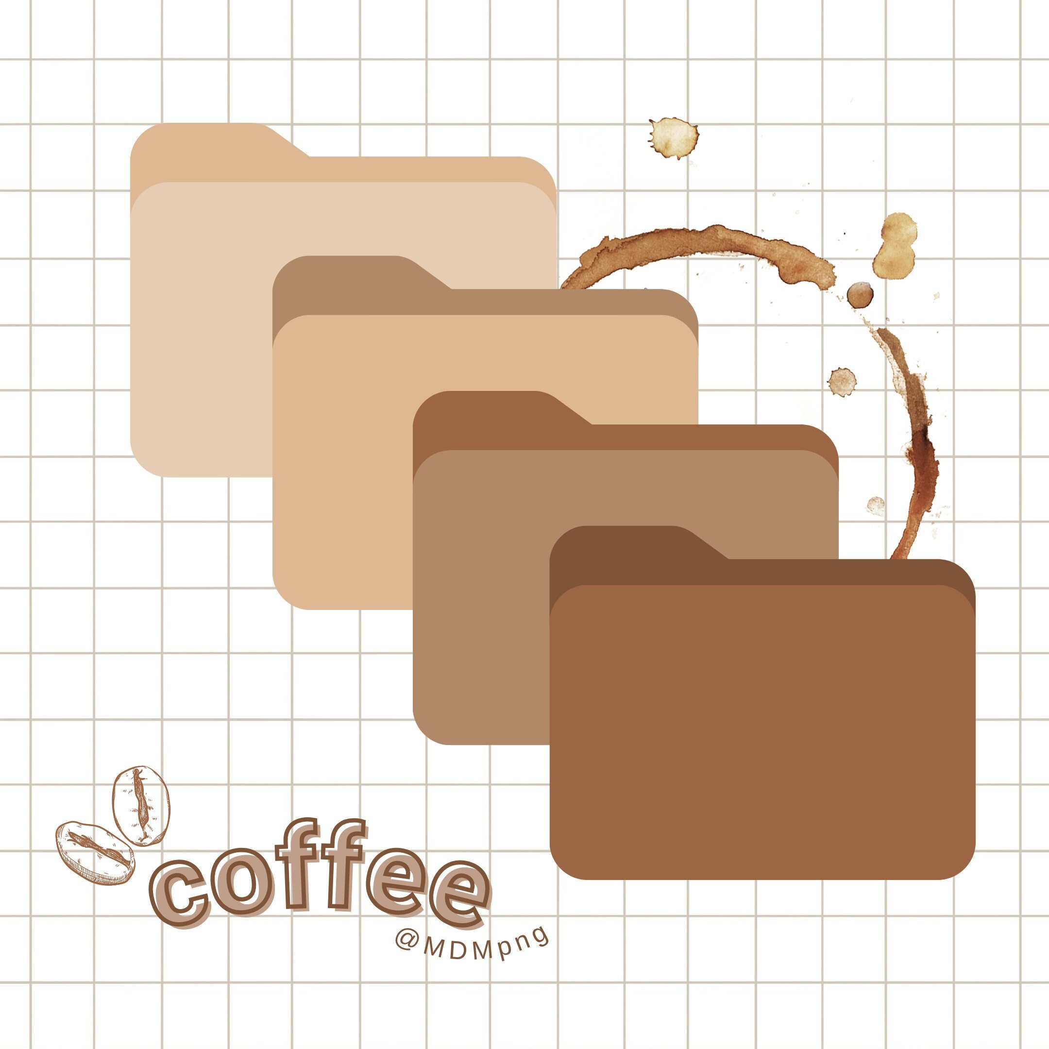 4 Desktop Folder Icons, Coffee/beige/brown Themed - Etsy