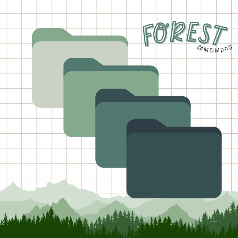 4 Desktop Folder Icons, Forest/green Themed - Etsy