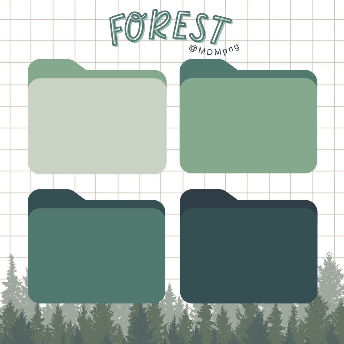 4 Desktop Folder Icons, Forest/green Themed - Etsy