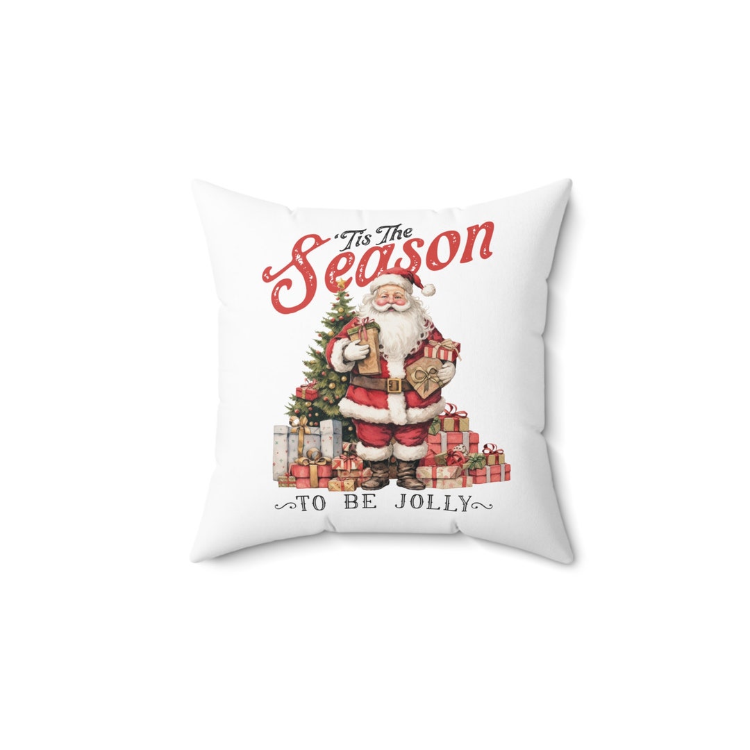 Retro Christmas Santa 'tis the Season' Spun Polyester Square Pillow - Etsy