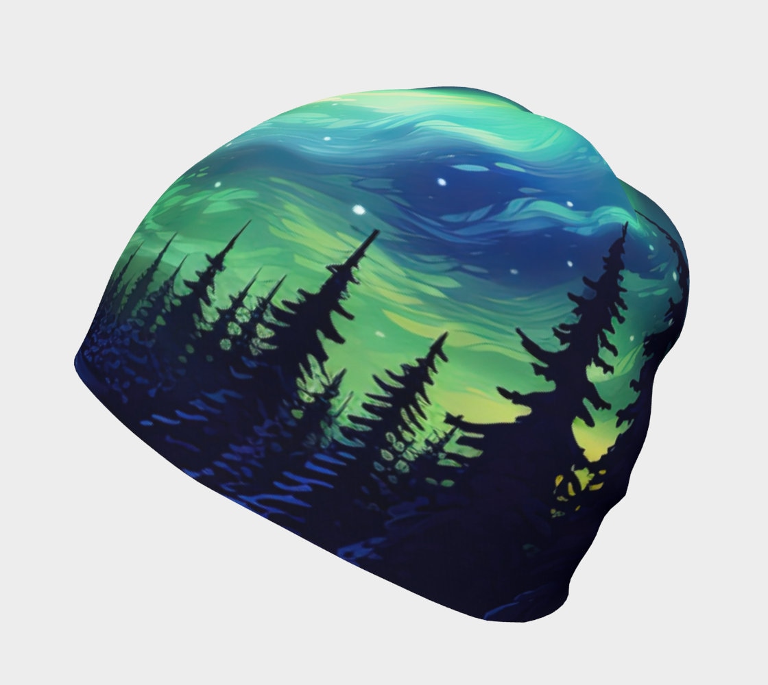 Northern Lights/aurora Borealis Forest Scenic Hat/toque/beanie - Etsy