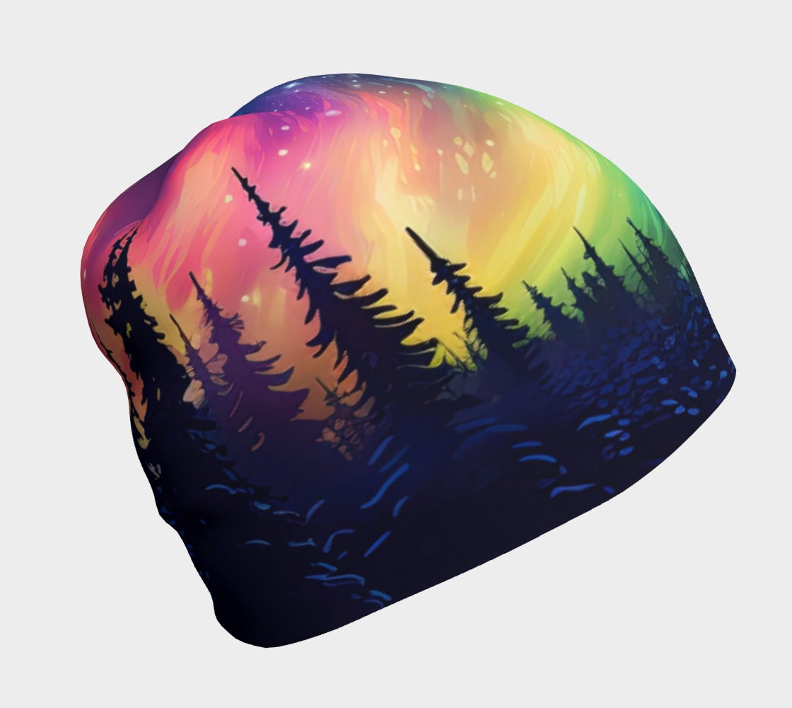 Northern Lights/aurora Borealis Forest Scenic Hat/toque/beanie - Etsy