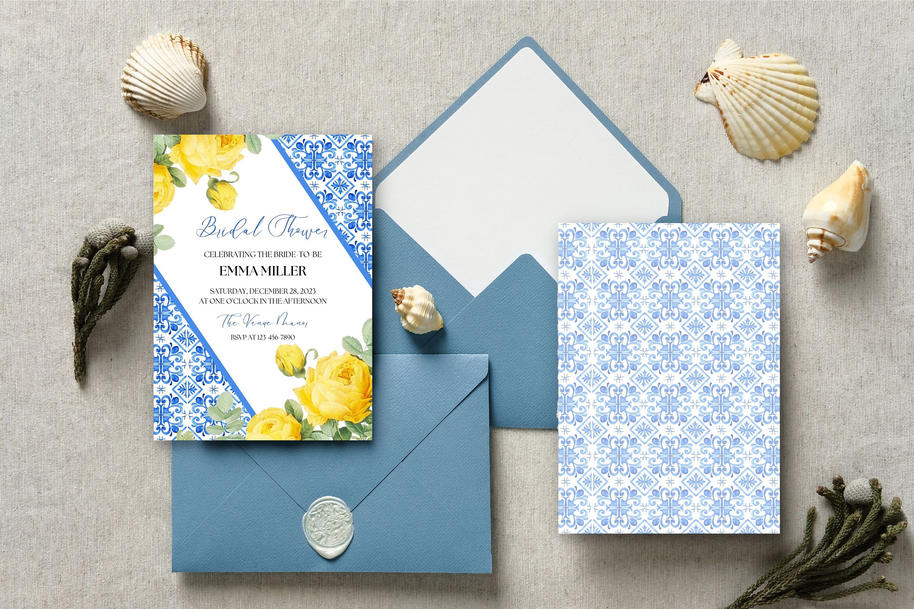 Mediterranean Bridal Shower Invitation, Mediterranean Invitation ...