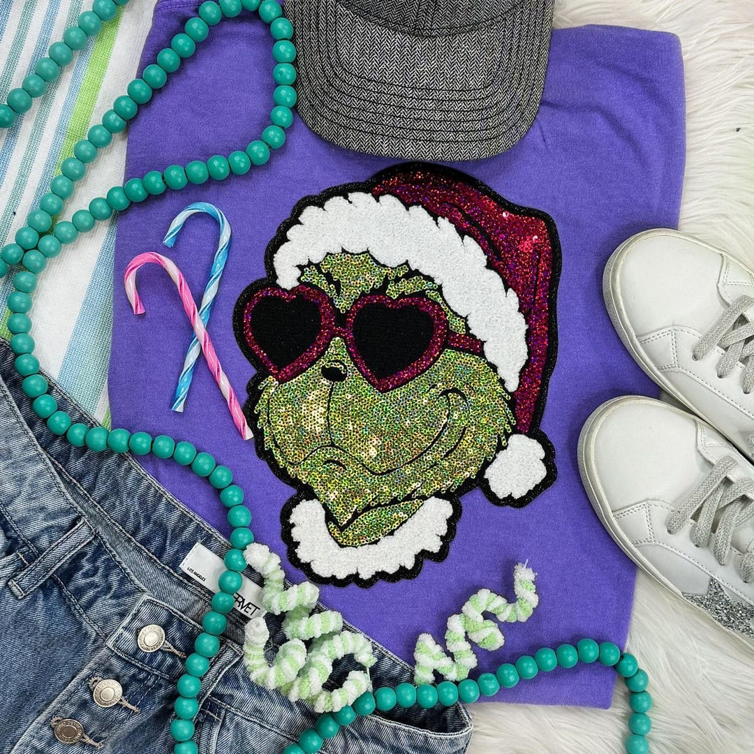 Grinch Chenille Sequin - Etsy