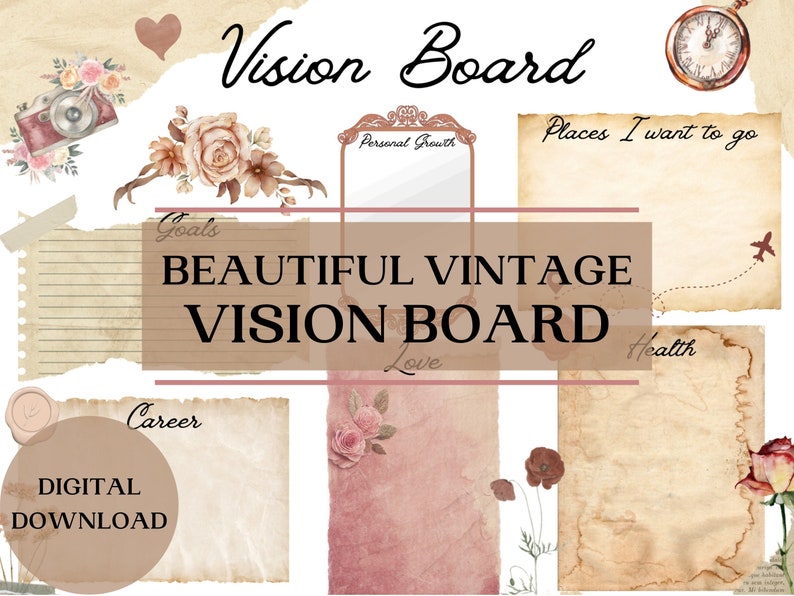 Vision Board Printable, Vision Board Template, Dream Board ...