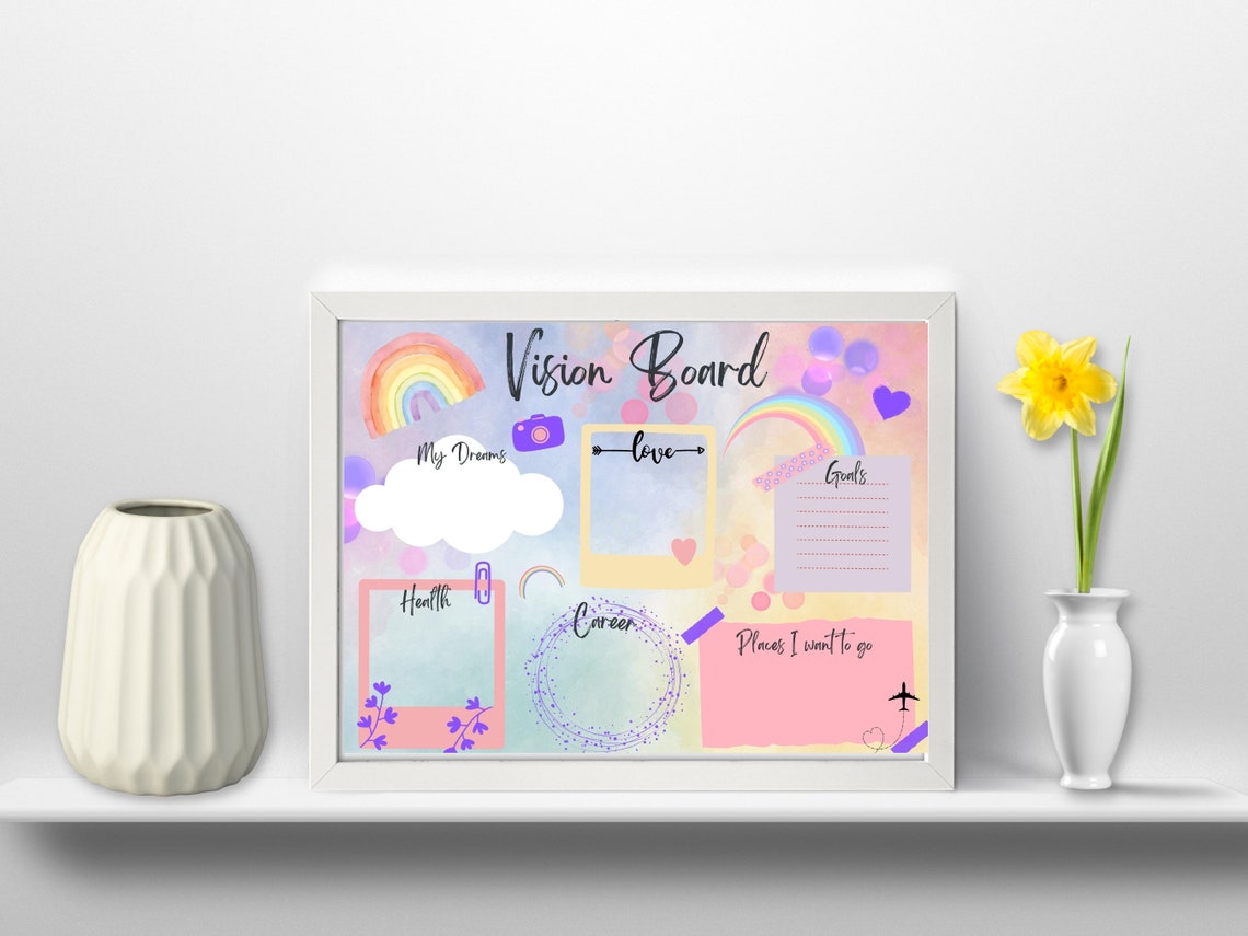 Vision Board Printable Manifesting Digital Printables Digital