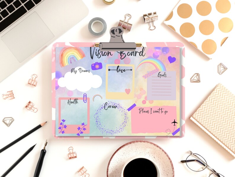 Vision Board Printable Manifesting Digital Printables Digital