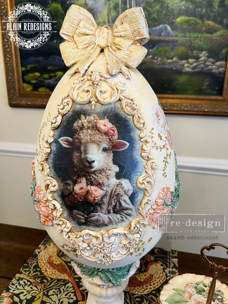 Victorian Lamb Egg Sculpture | French Farmhouse Easter Décor | Hand ...