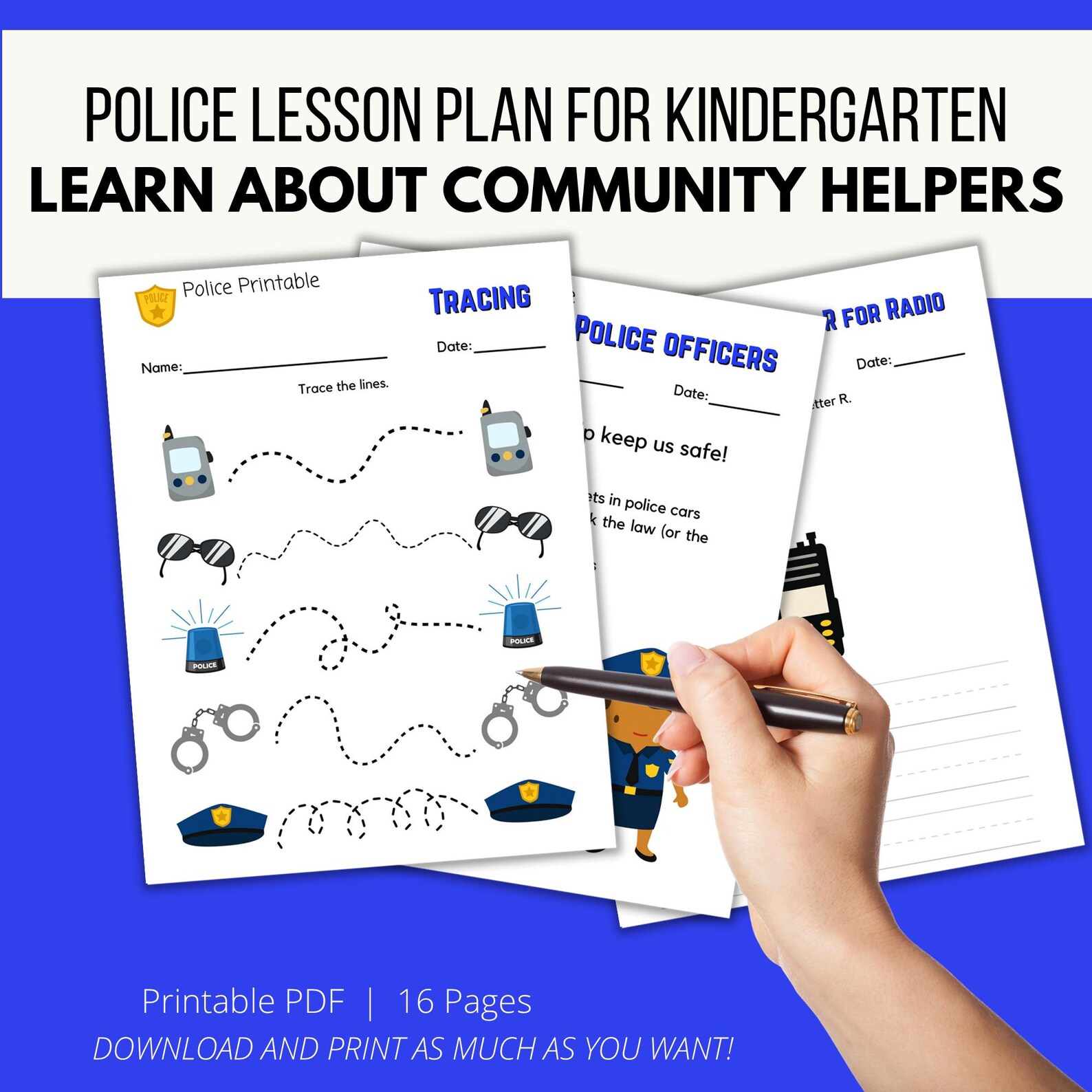 Police Officer Worksheets, Kindergarten Lesson Plan (PDF), Community ...