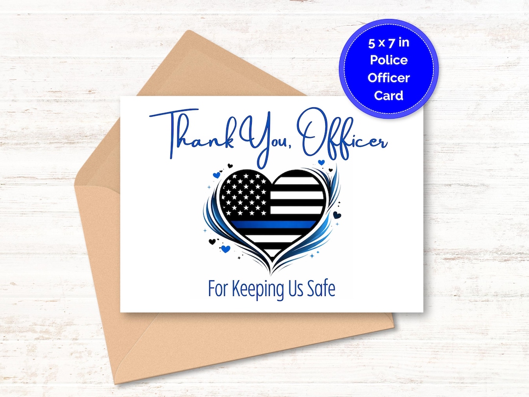 Police Officer Printable Thank You Card, Law Enforcement Appreciation ...