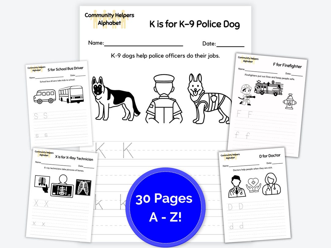 Community Helpers Coloring Sheets Alphabet Tracing Pre-k, Kindergarten ...