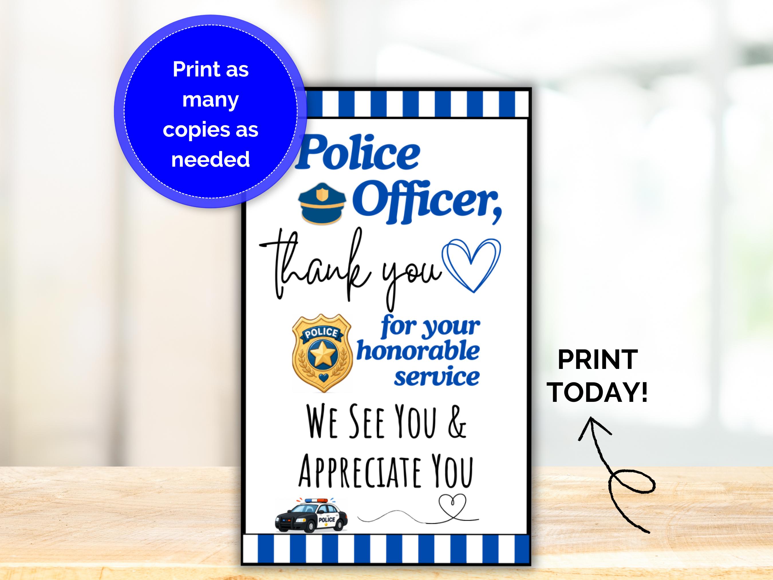 Police Officer Appreciation Gift Tags, National Police Week Thank You ...