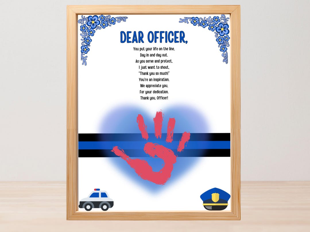Police Officer Appreciation Handprint Craft, Law Enforcement Thank You ...