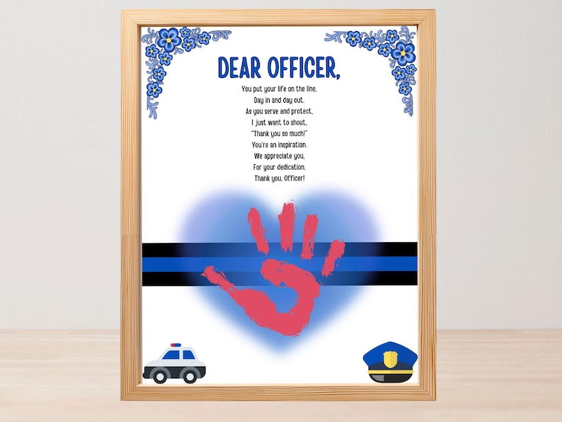 Police Officer Appreciation Handprint Craft, Law Enforcement Thank You ...