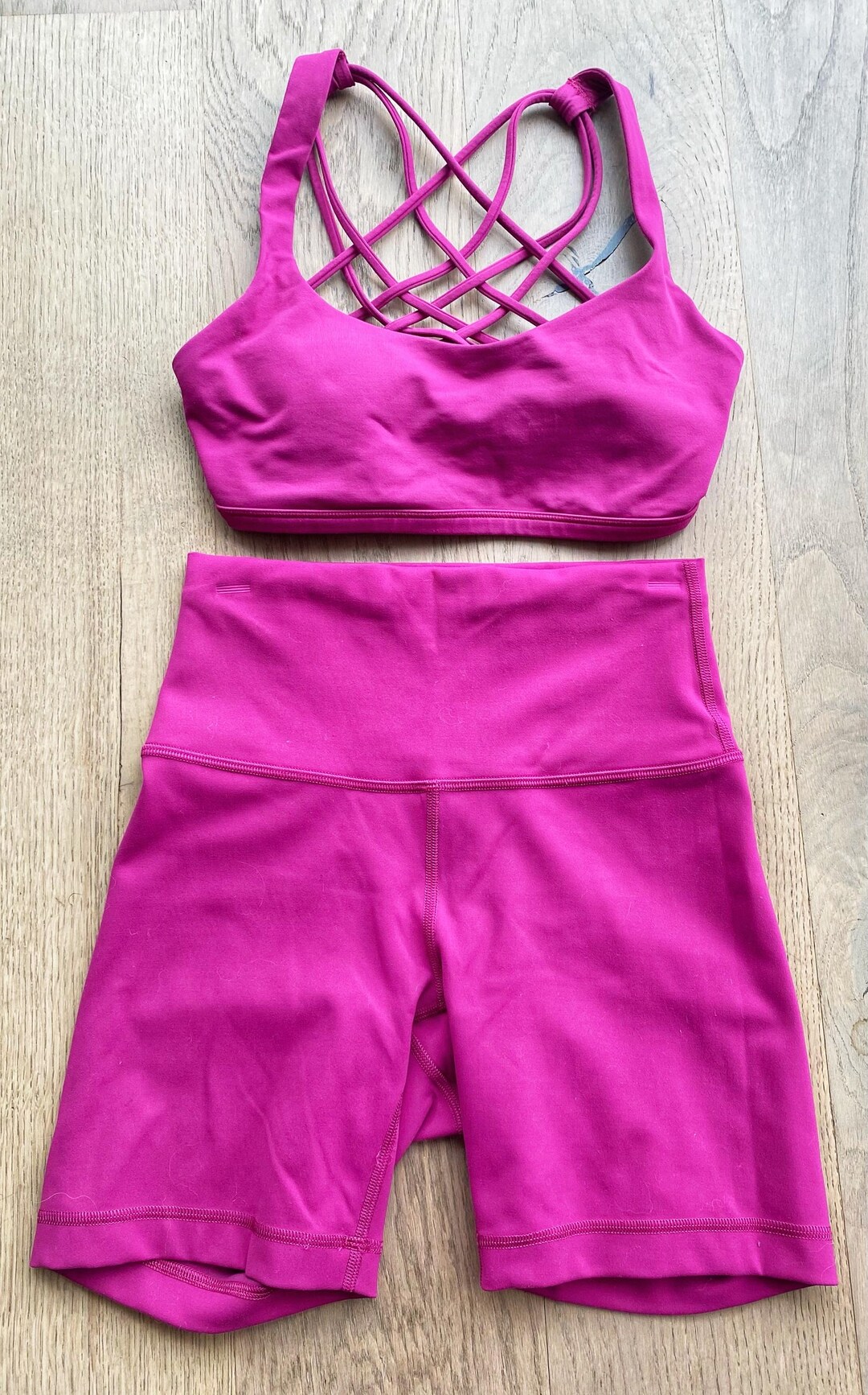 Lululemon Set Bra Top and Biker Shorts Free to Be Bra/shorts Magenta Purple Size 4 - Etsy