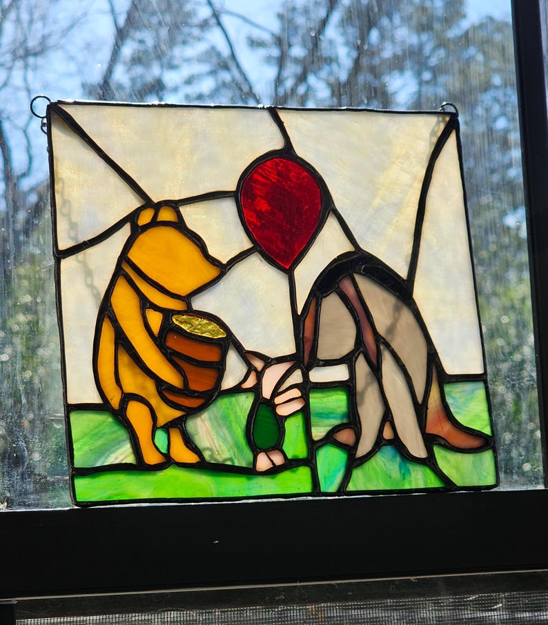 Vintage Pooh Bear Stained Glass Pattern - Pooh, Piglet and Eeyore With ...