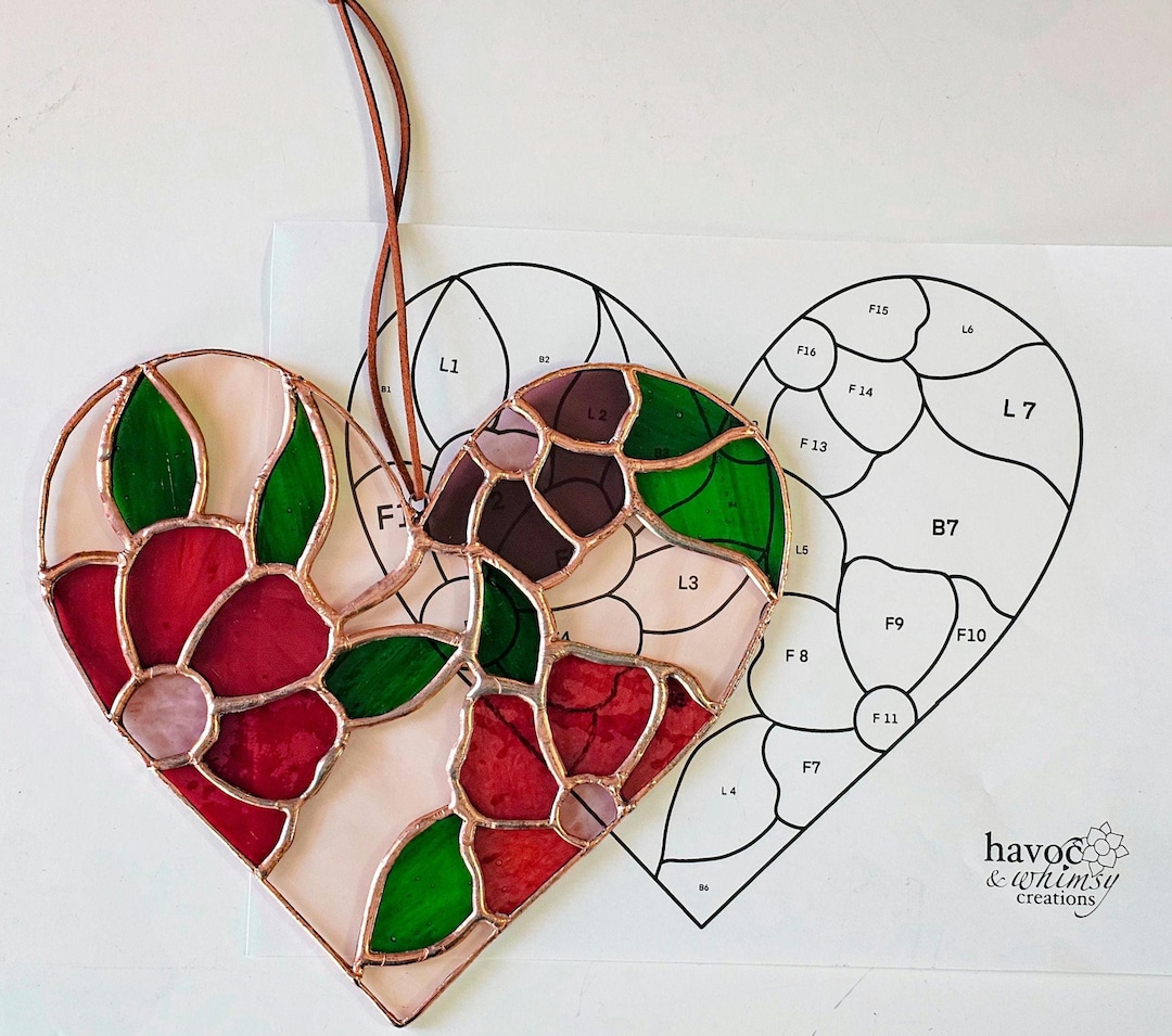 Heart of Flowers Stained Glass Heart Pattern - Etsy