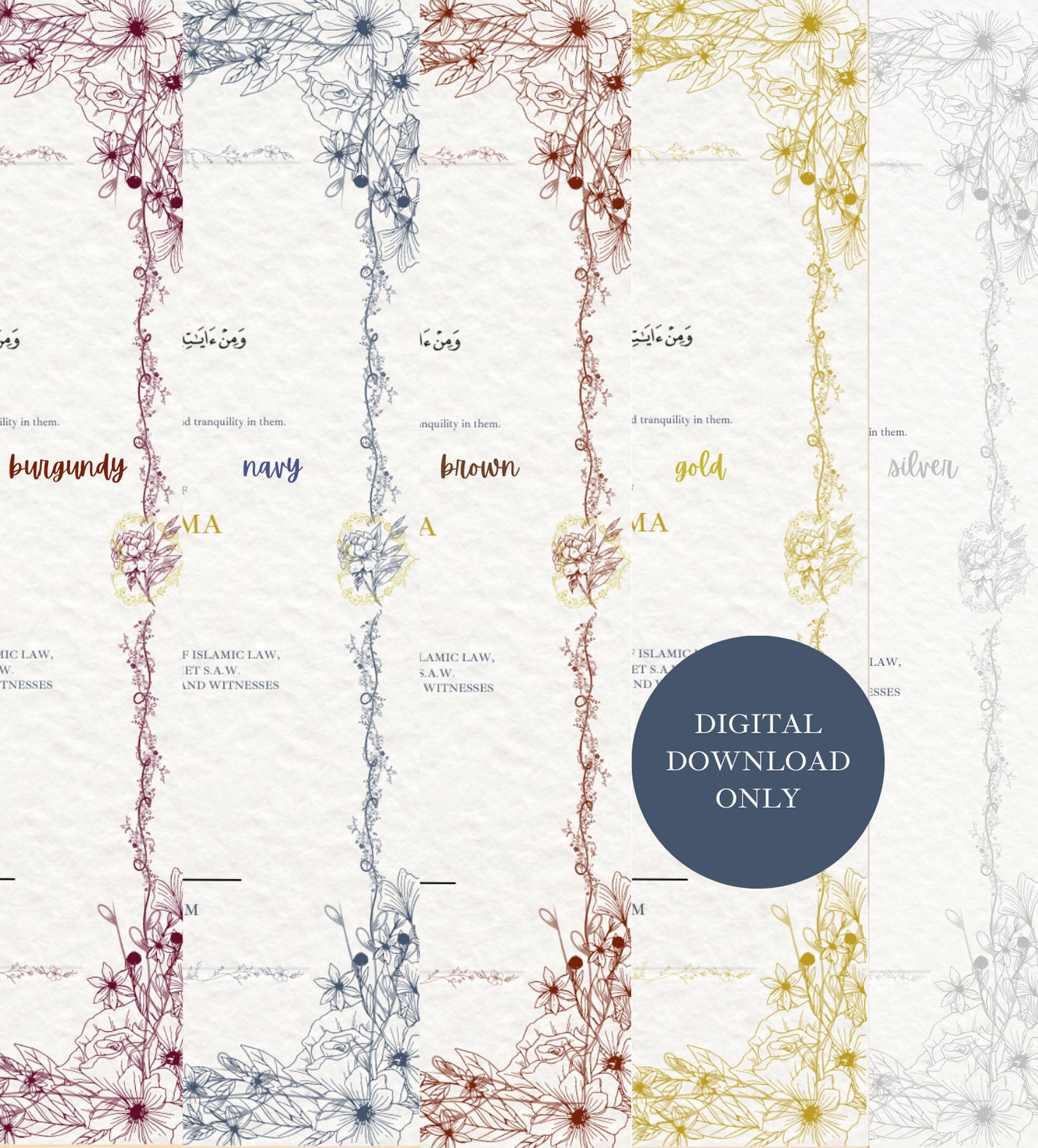 Floral Islamic Nikah/solemnisation Certificate Digital Printable ...