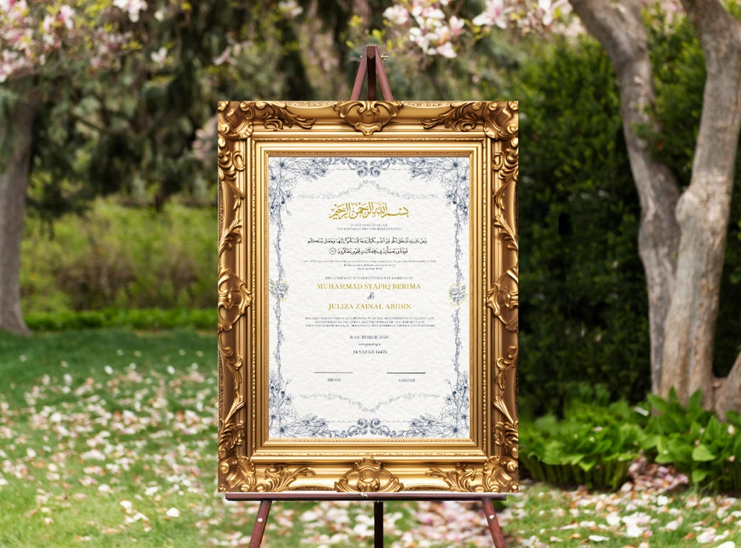 Floral Islamic Nikah/solemnisation Certificate Digital Printable ...