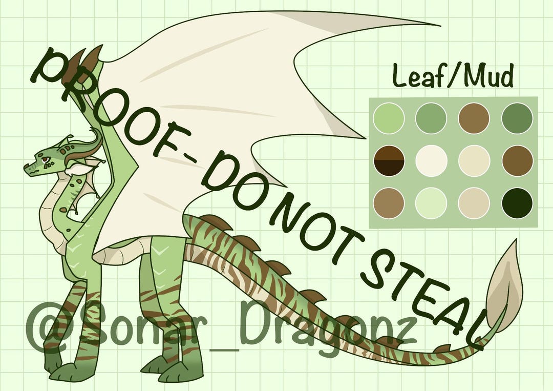 Leaf/mudwing Wings of Fire Inspired Dragon Hybrid Adopt — Procreate ...