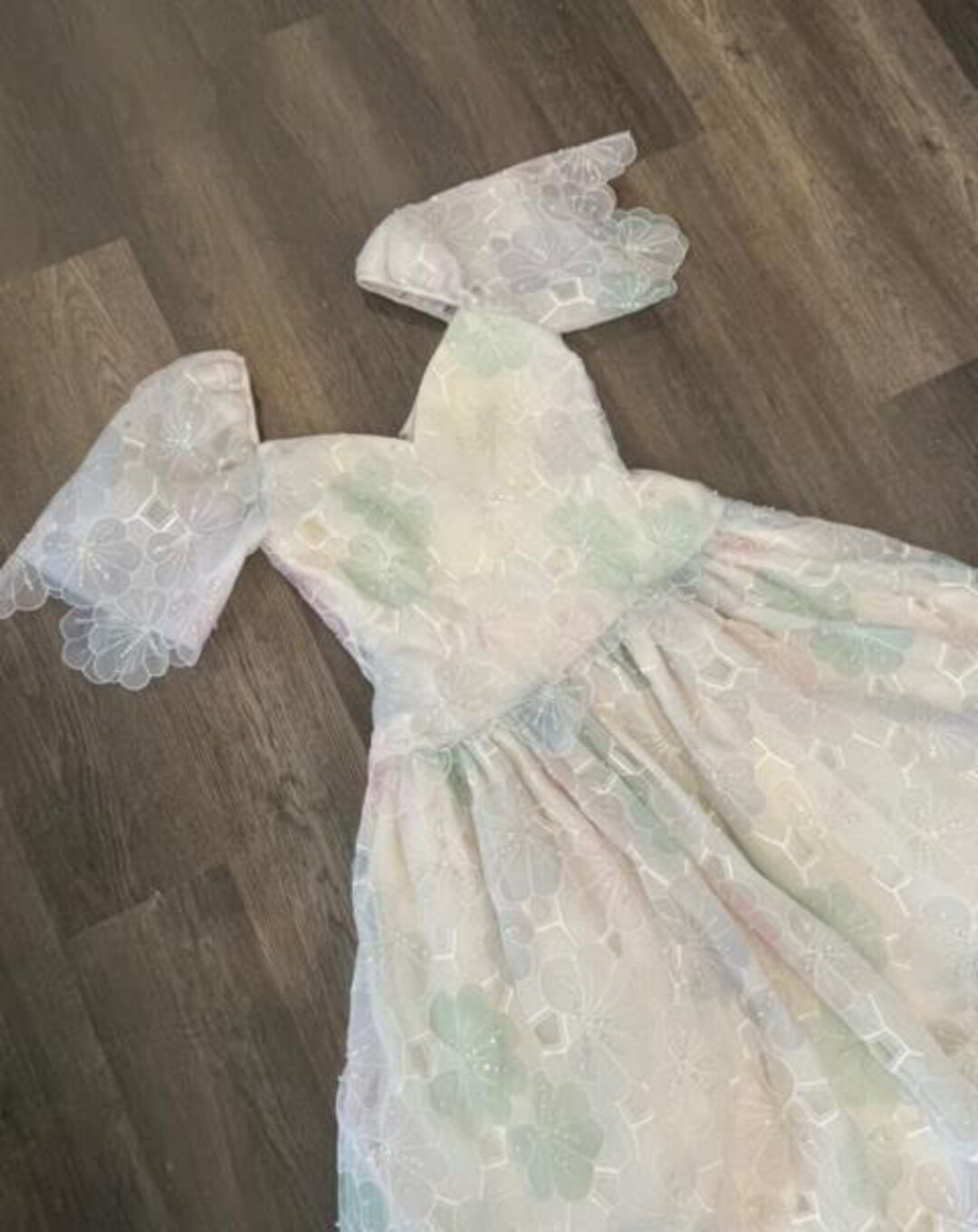 1990s Glinda Formal Pastel Floral Dress Beaded Lace Sequin Pearl ...