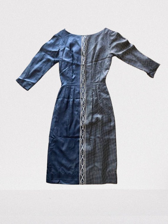 Navy blue 50s dress unique design rare poke a dot vin… - Gem
