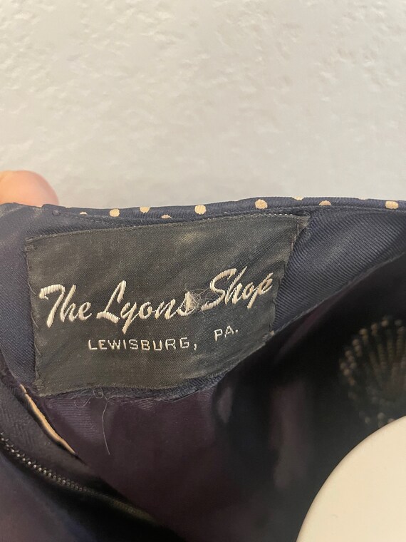 Navy blue 50s dress unique design rare poke a dot vin… - Gem