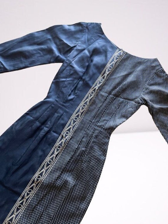 Navy blue 50s dress unique design rare poke a dot vin… - Gem