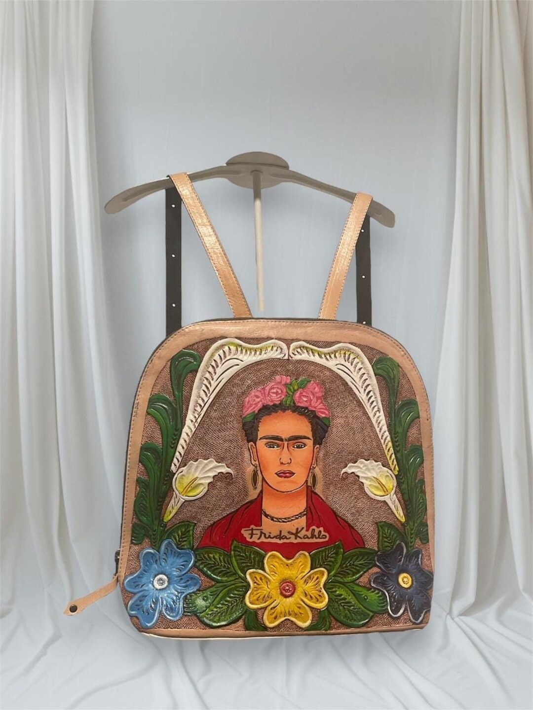 Frida Kahlo Leather Backpack Hand Painted Hand Tooled Artist Medium ...