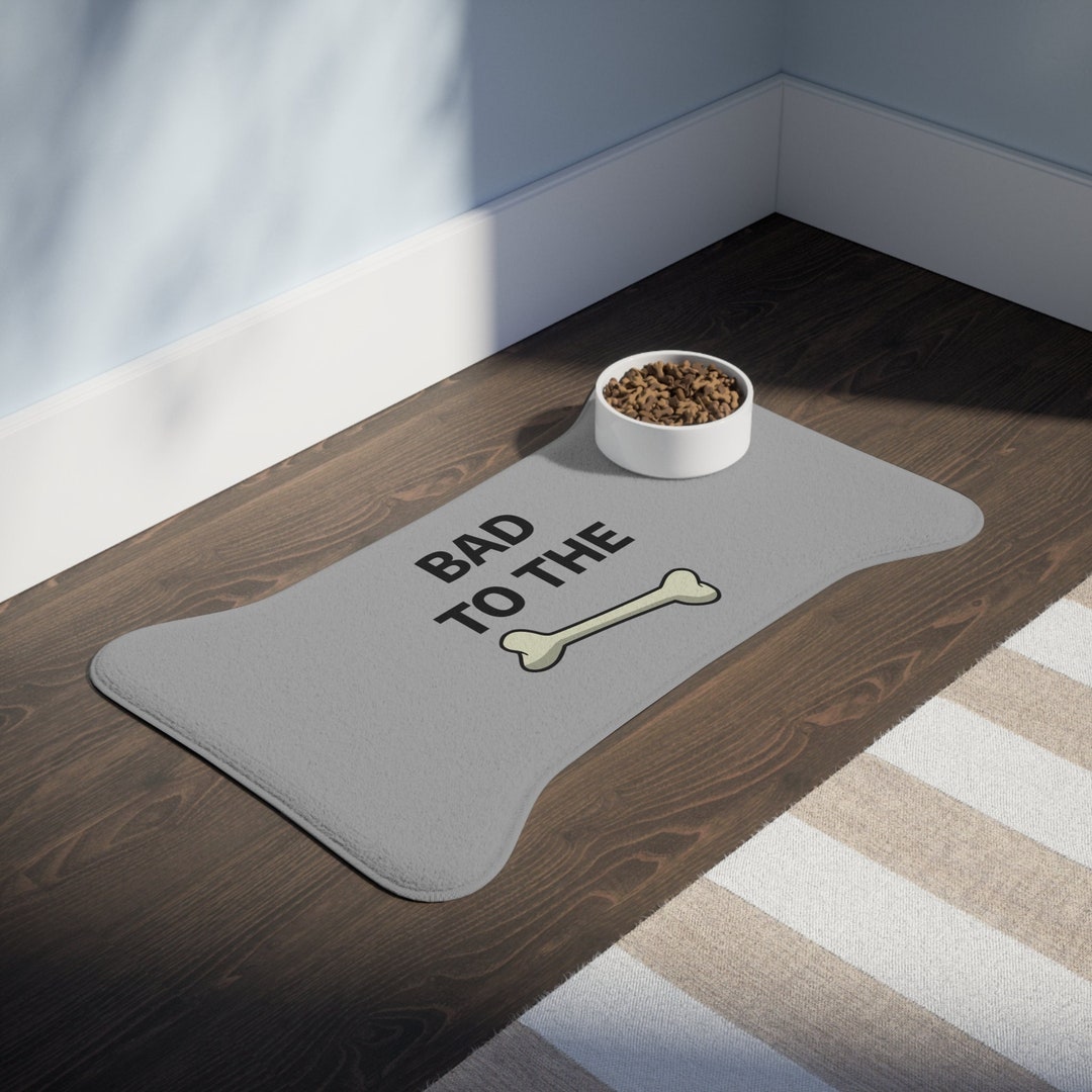 Bad to the Bone Dog Mat Bone Shaped Dog Feeding Mat 2 Sizes 30 X 18 OR ...