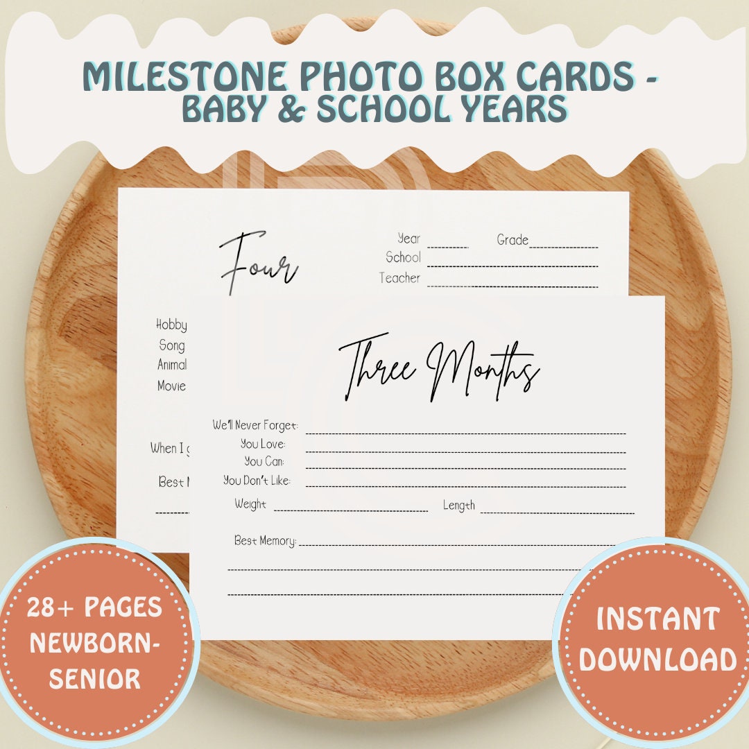 Printable Newborn & Beyond the Years Milestone Cards Milestone File Box ...