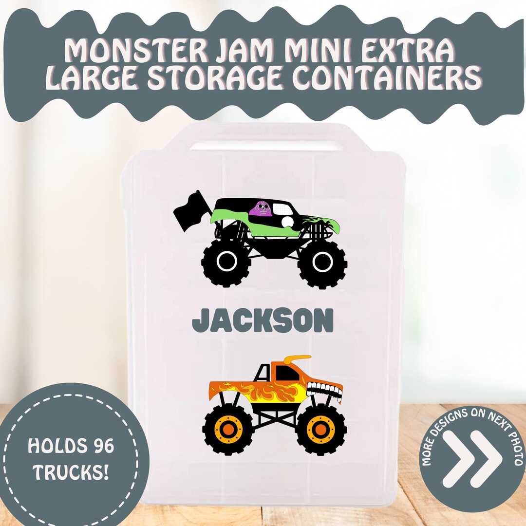 Personalized Monster Jam Toy Storage Container: Mini Monster Truck ...