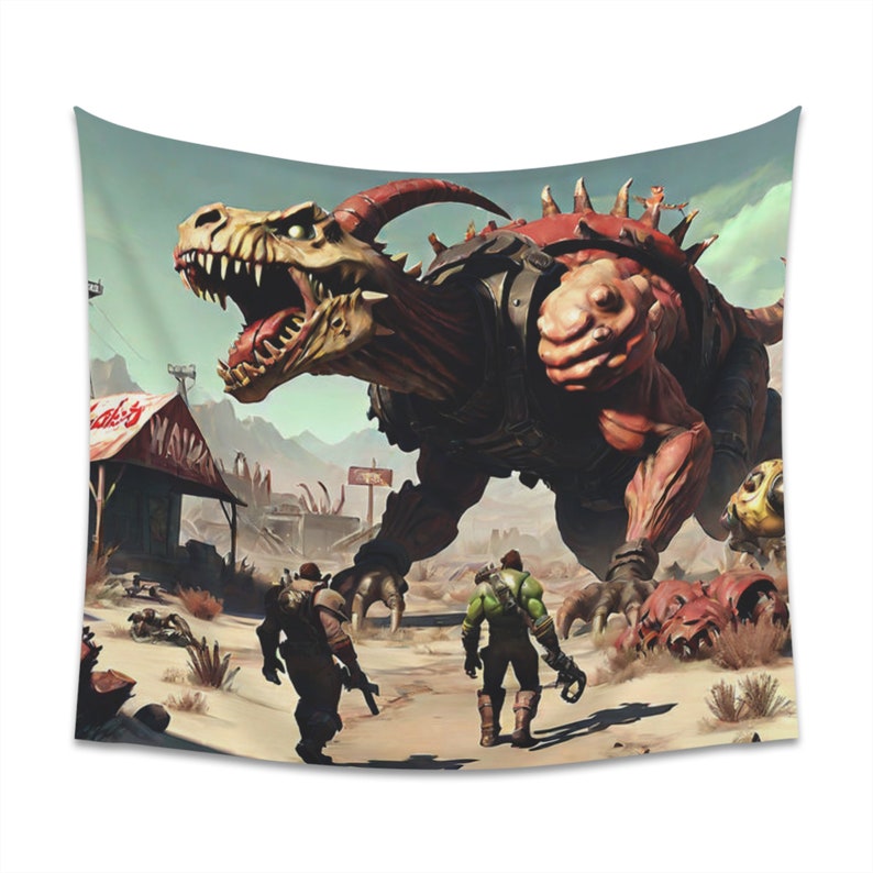 Wall Tapestry, Fallout, Wasteland, Raiders Fighting a Mutated Monster ...