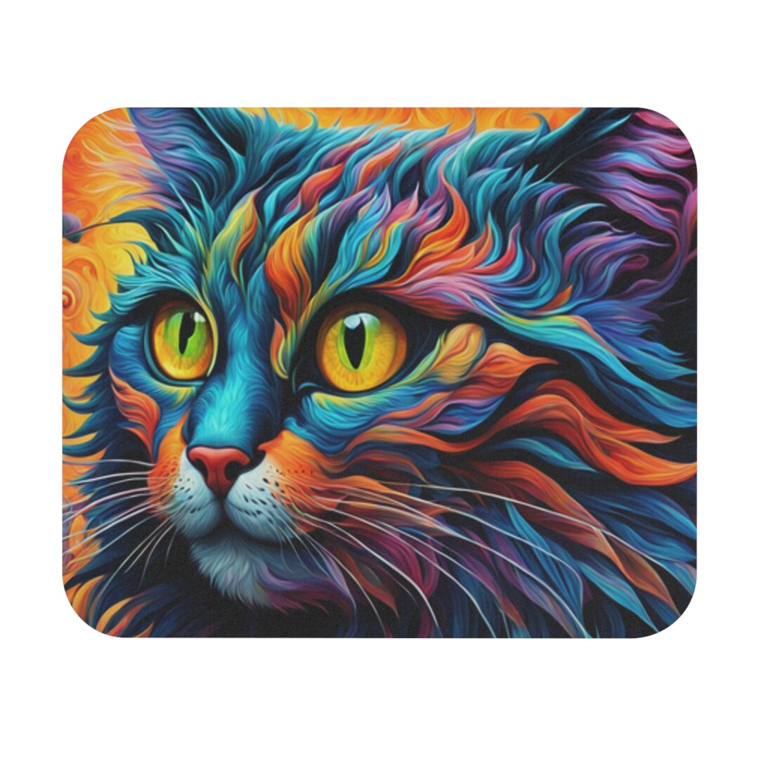 Mouse Pad, Anime Colorful Cat2 - Etsy