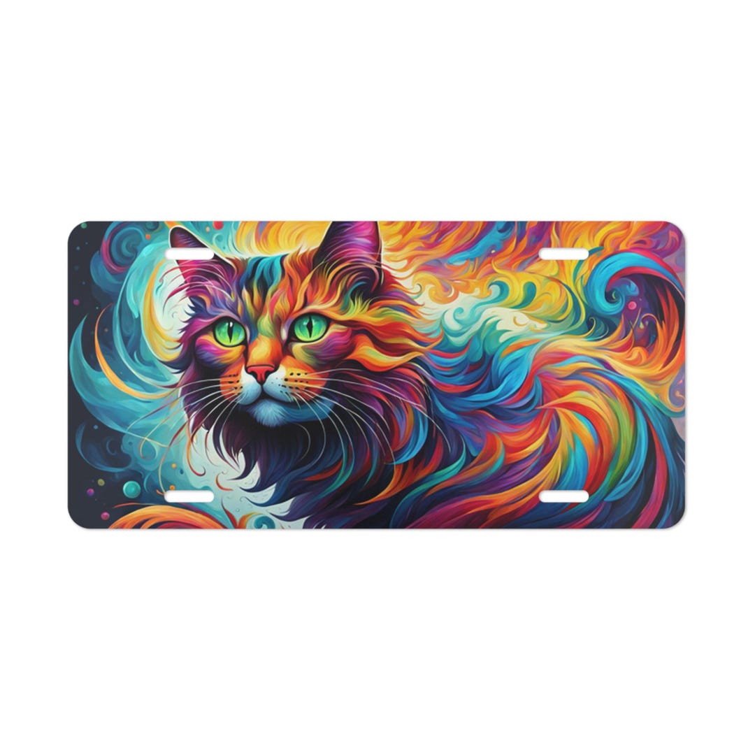 Colorful Cat Vanity Plate 5, Unique Car Decor, Pet Lover Gift ...