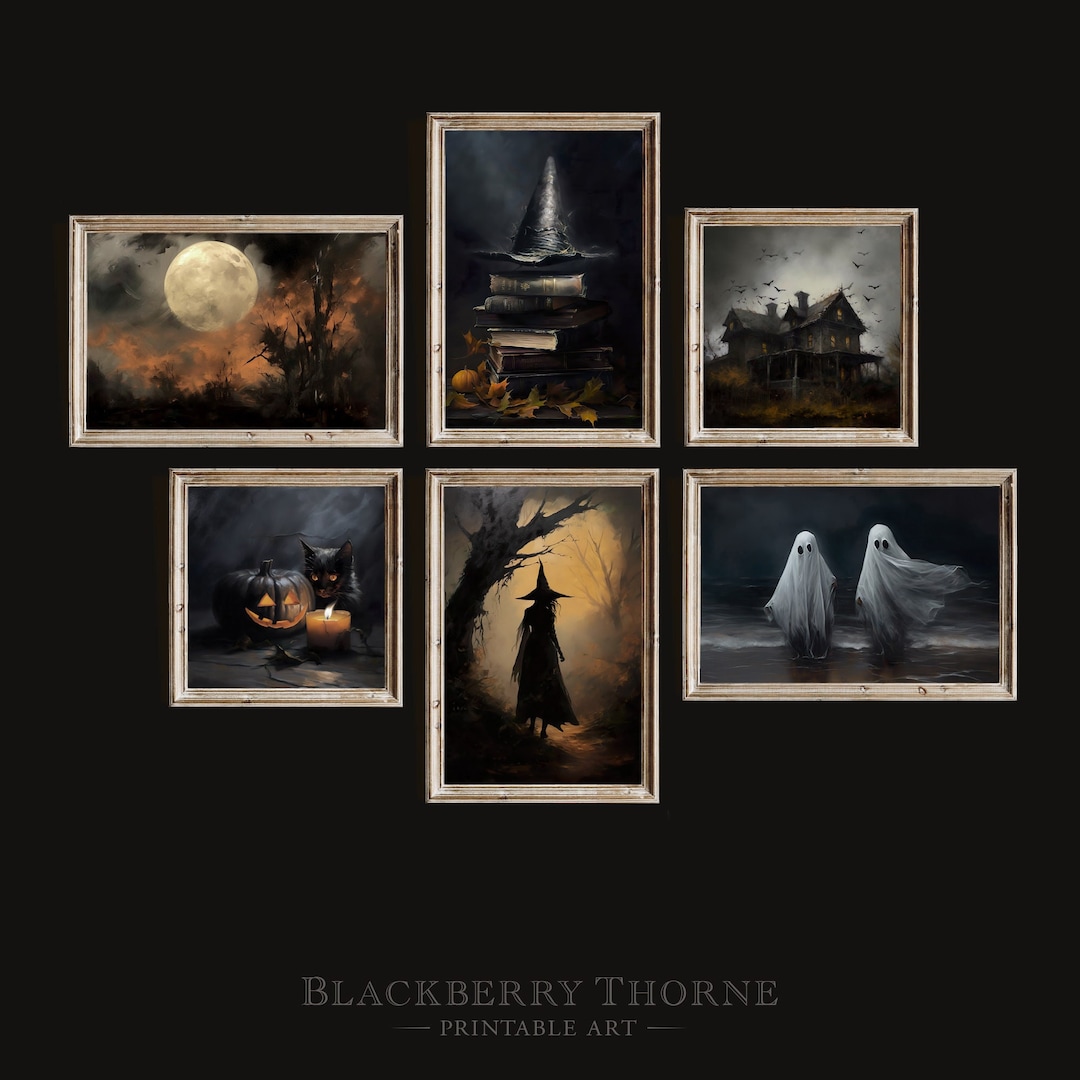 Halloween Set of 6 Printables Gallery Wall Art for Spooky Season ...