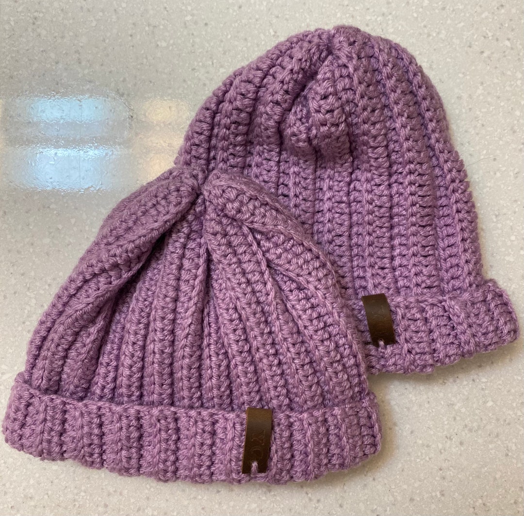 Purple Beanie Set - Etsy