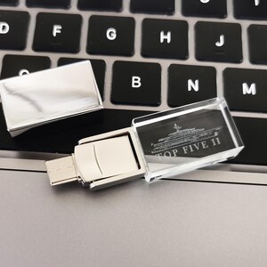 10PCS Free Logo Type-c Crystal Glass USB-C Flash Drive | USB 3.1 Pen ...