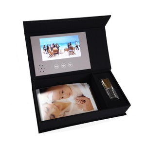 4x6 Inch Album Photo Linen Box With Video Player Crystal USB Drive, 5 ...