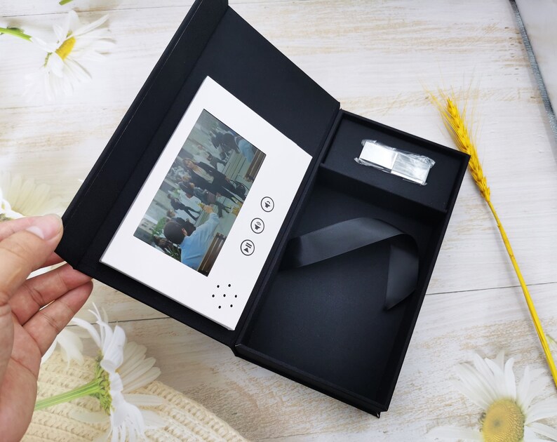 4x6 Inch Album Photo Linen Box With Video Player Crystal USB Drive, 5 ...