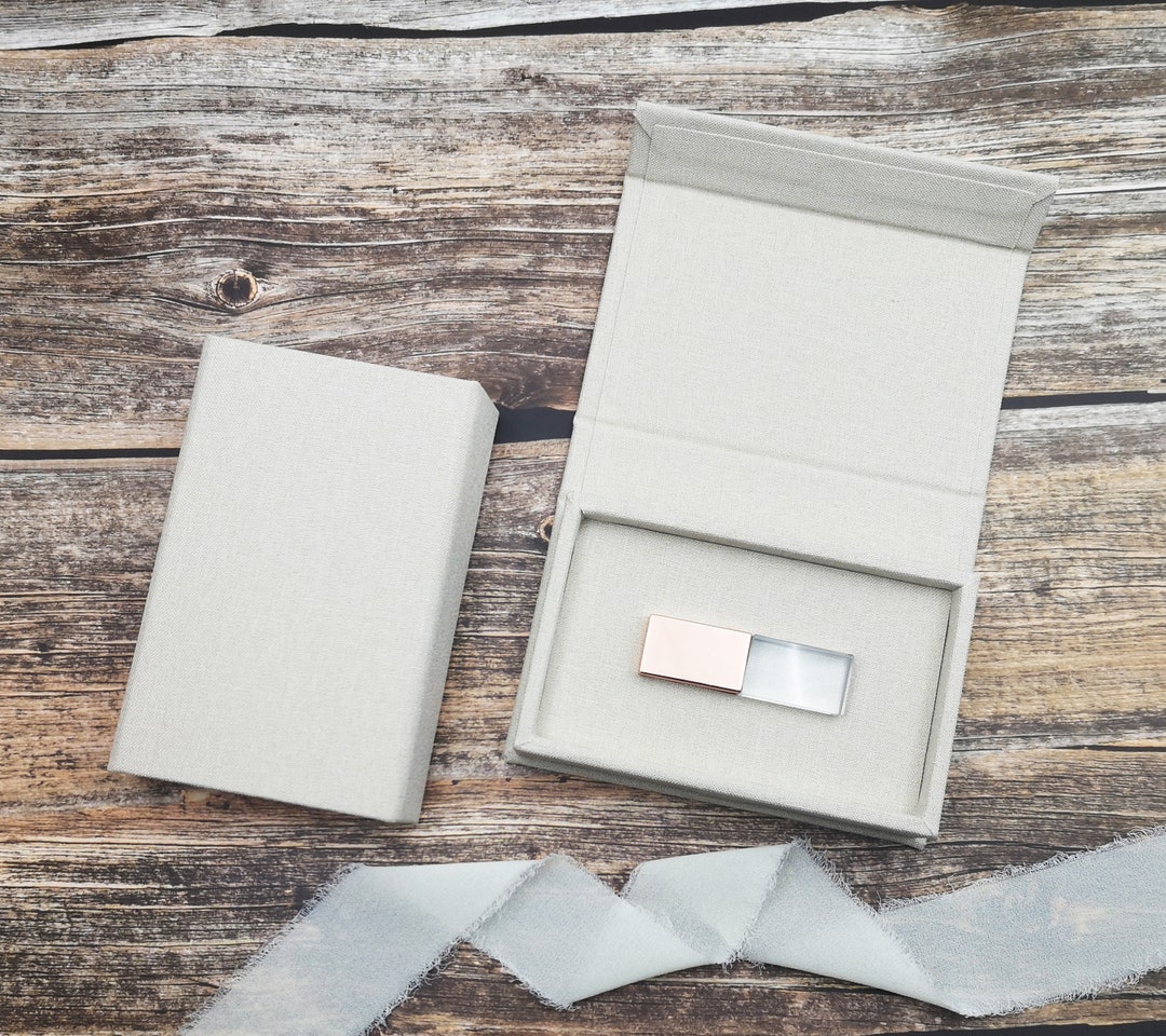 Crystal Glass USB 3.0 USB Flash Drive With Cream Beige Linen USB Box - Etsy