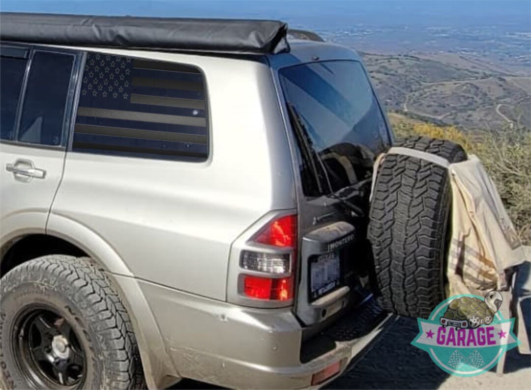 Mitsubishi Montero 99-06 3rd Gen Rear Side Window Matte Black US Flag ...
