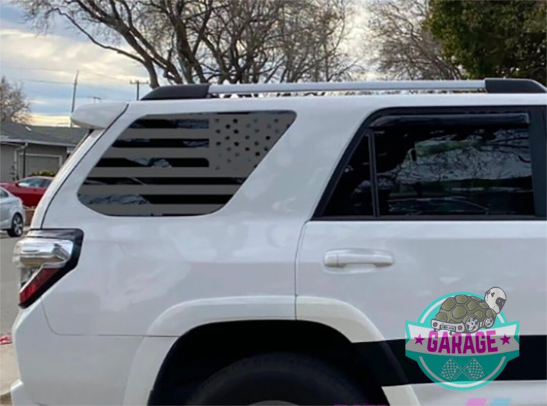 Toyota 4runner 2010 Rear Side Window Matte Black US Flag Decals Set ...