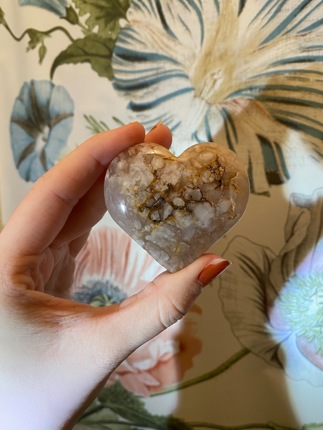 Gorgeous Flower Agate Heart With Amazing Pattern Crystal - Etsy