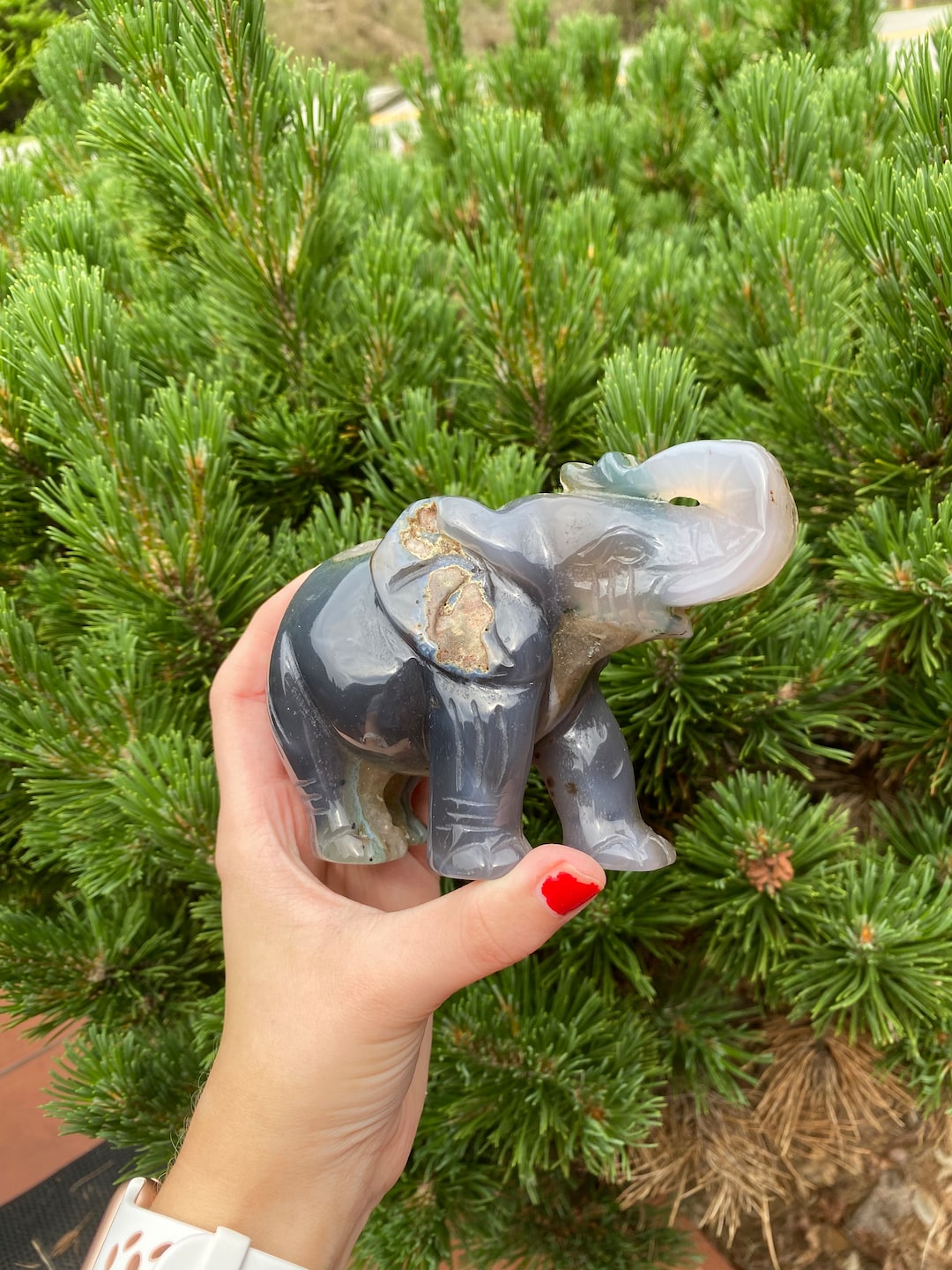 Agate With Amethyst Elephant | Crystal Carving | Crystal Elephant ...