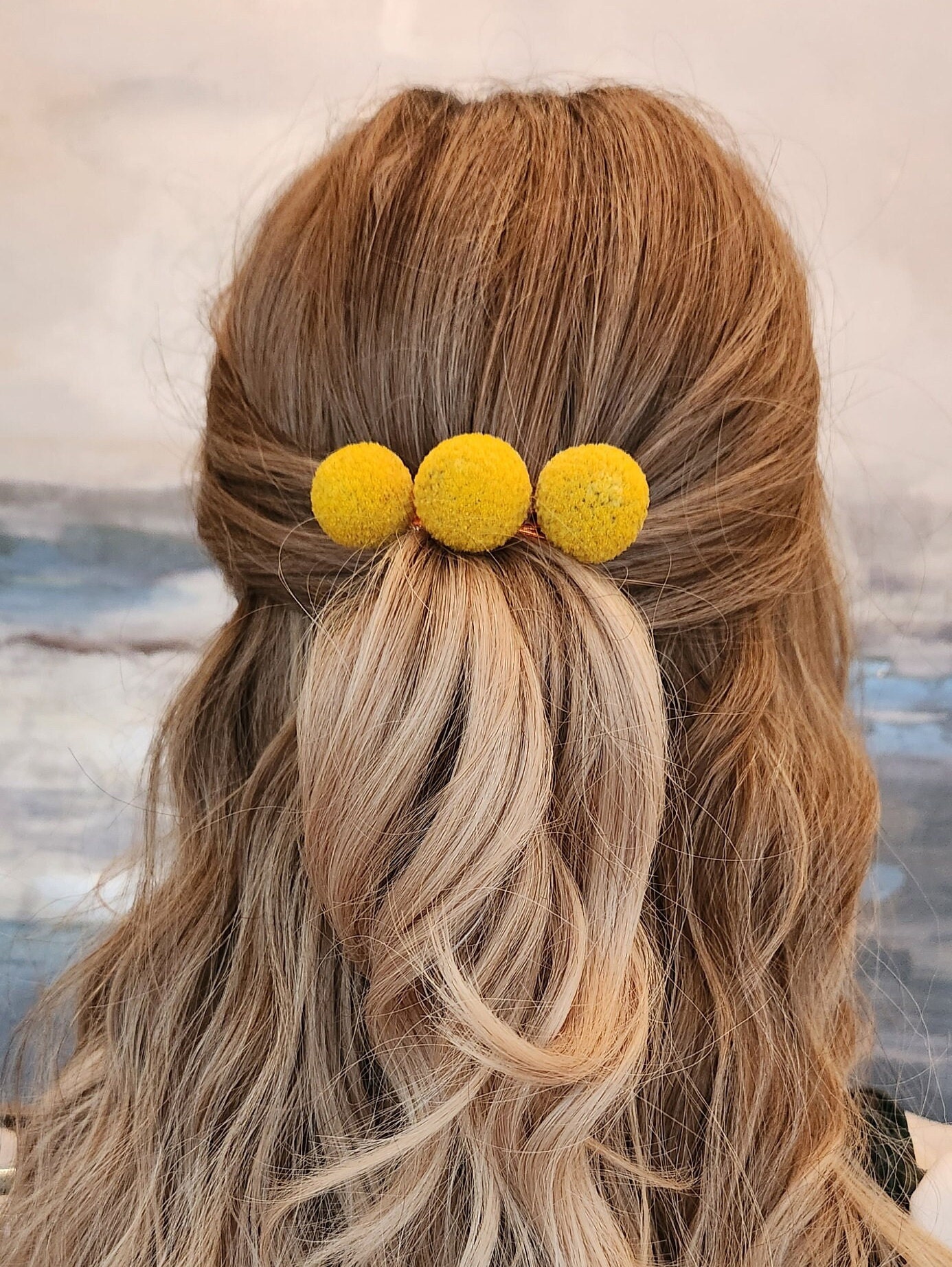 Everlasting Yellow Floral Hair Accessories Strawflower Bobbin - Etsy