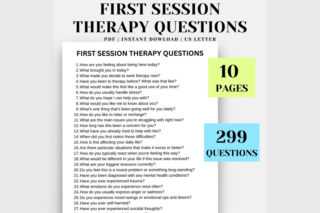 299 First Session Therapy Questions PDF Intake & Assessment Questions ...