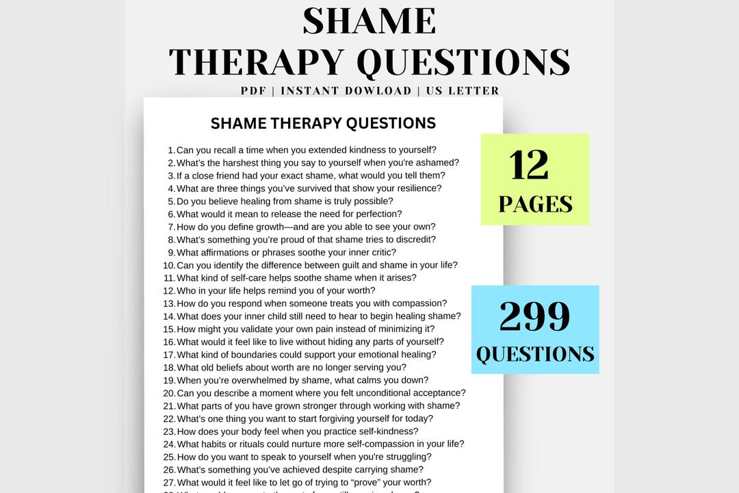 299 Shame Therapy Questions PDF Therapist-led Mental Health Prompts ...